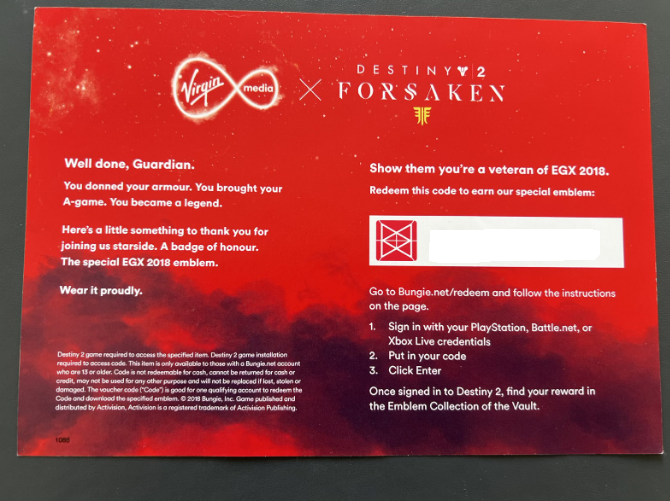Random pin with sign of connection Emblem card unused - Destiny 2 | eBay