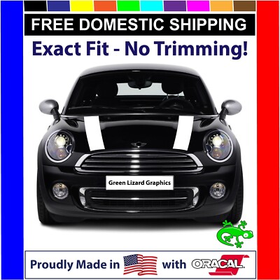 White with Black Border Hood Stripes for Mini Cooper 2007-2013 R56 ...
