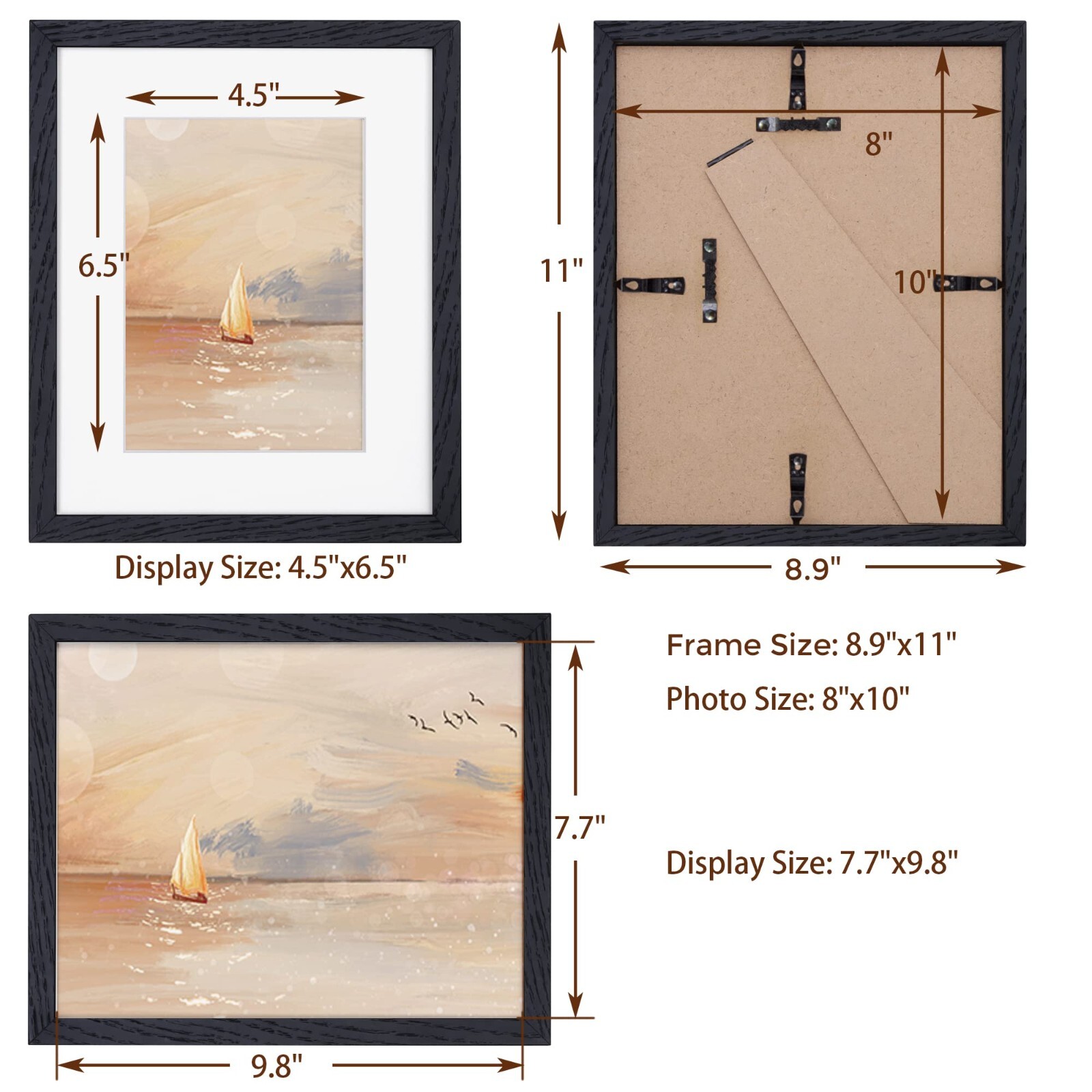 8"x10" One Picture Frame, Solid Oak Wood Photo Frame with Tempered Real ...