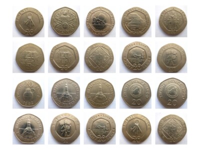 Rare 20p Twenty Pence Coins Gibraltar Jersey I.O.M Guernsey Circulated ...