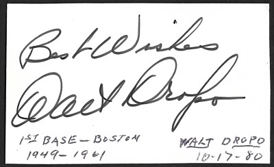 Walt Dropo cut Autograph note card, Boston Red Sox Signed | eBay