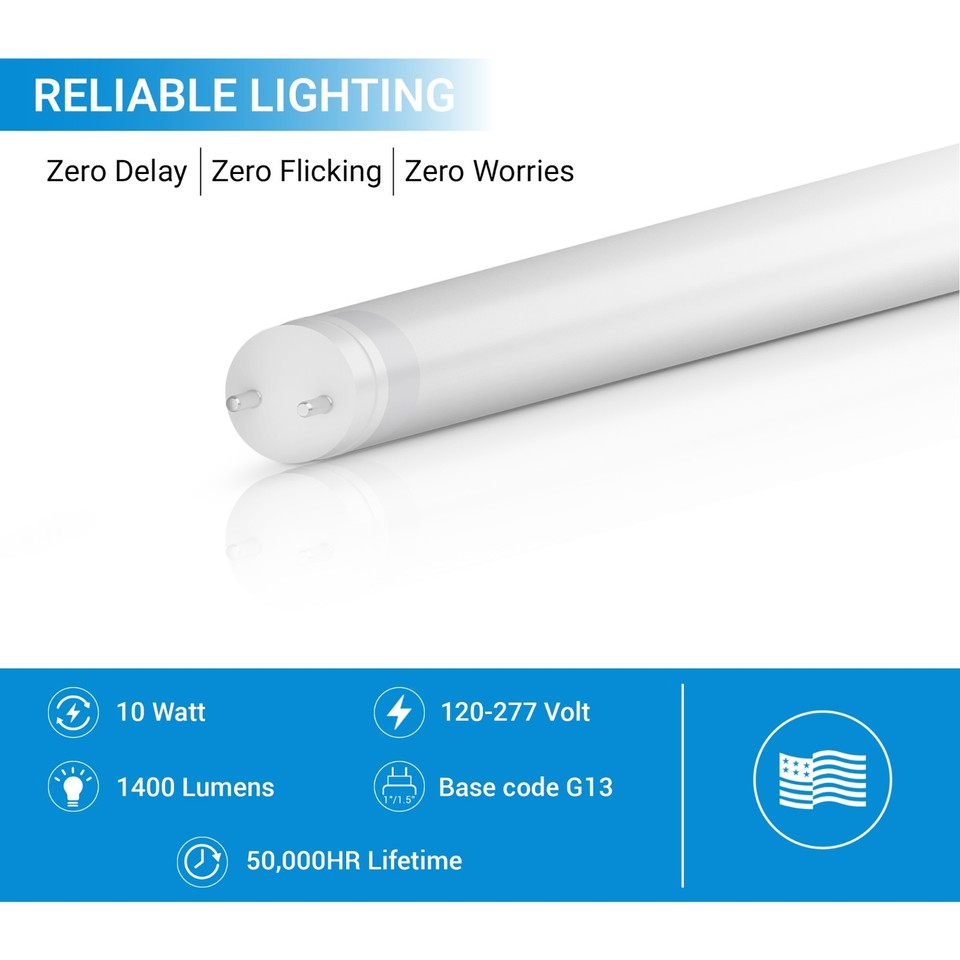 18 in. T8 G13 Type B Bypass 120-277V LED Tube Replacement for 15W TL-D ...