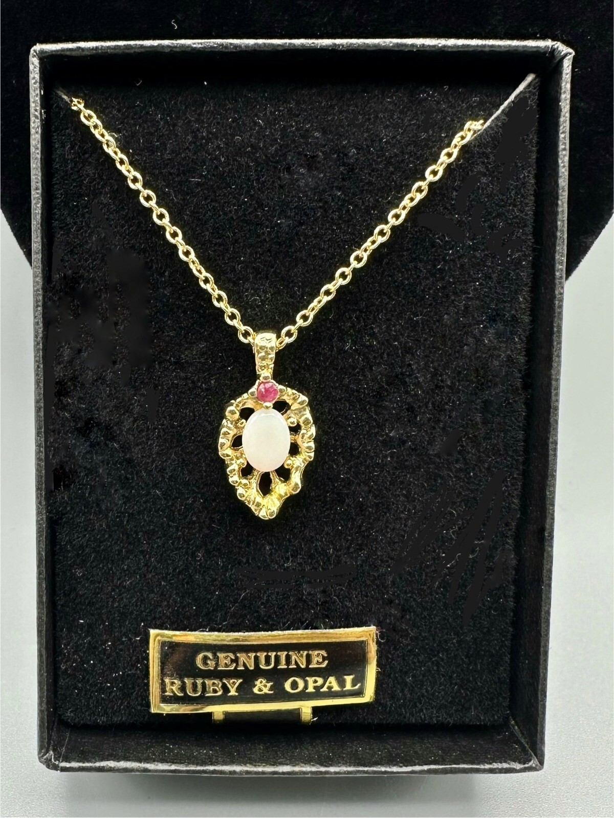 Vintage NEW in box Van Doran Ruby & Opal Necklace (Jul & Oct ...