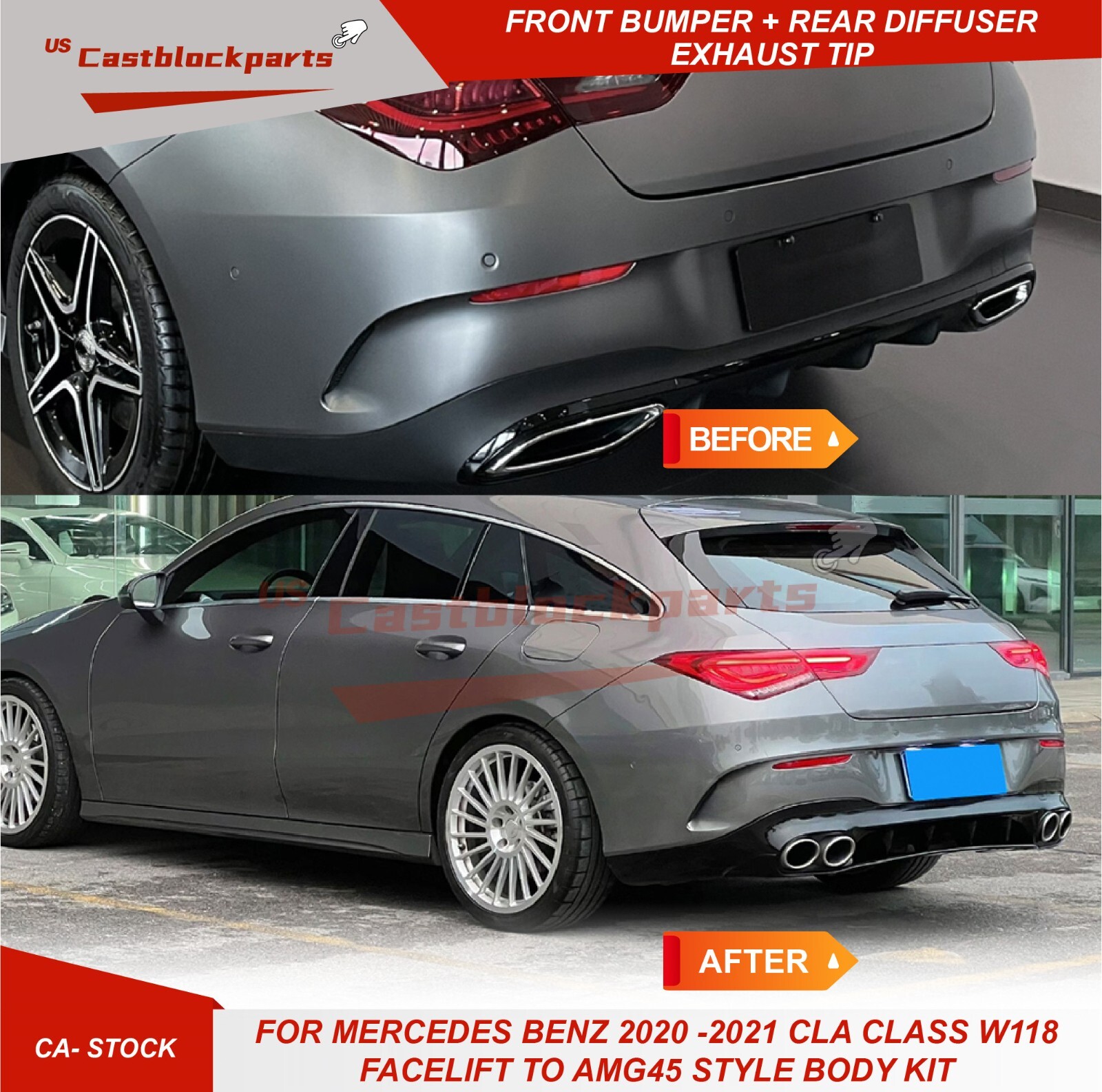 For 2020+ Mercedes Benz CLA Class W118 Facelift Amg45 Front Bumper Rear ...