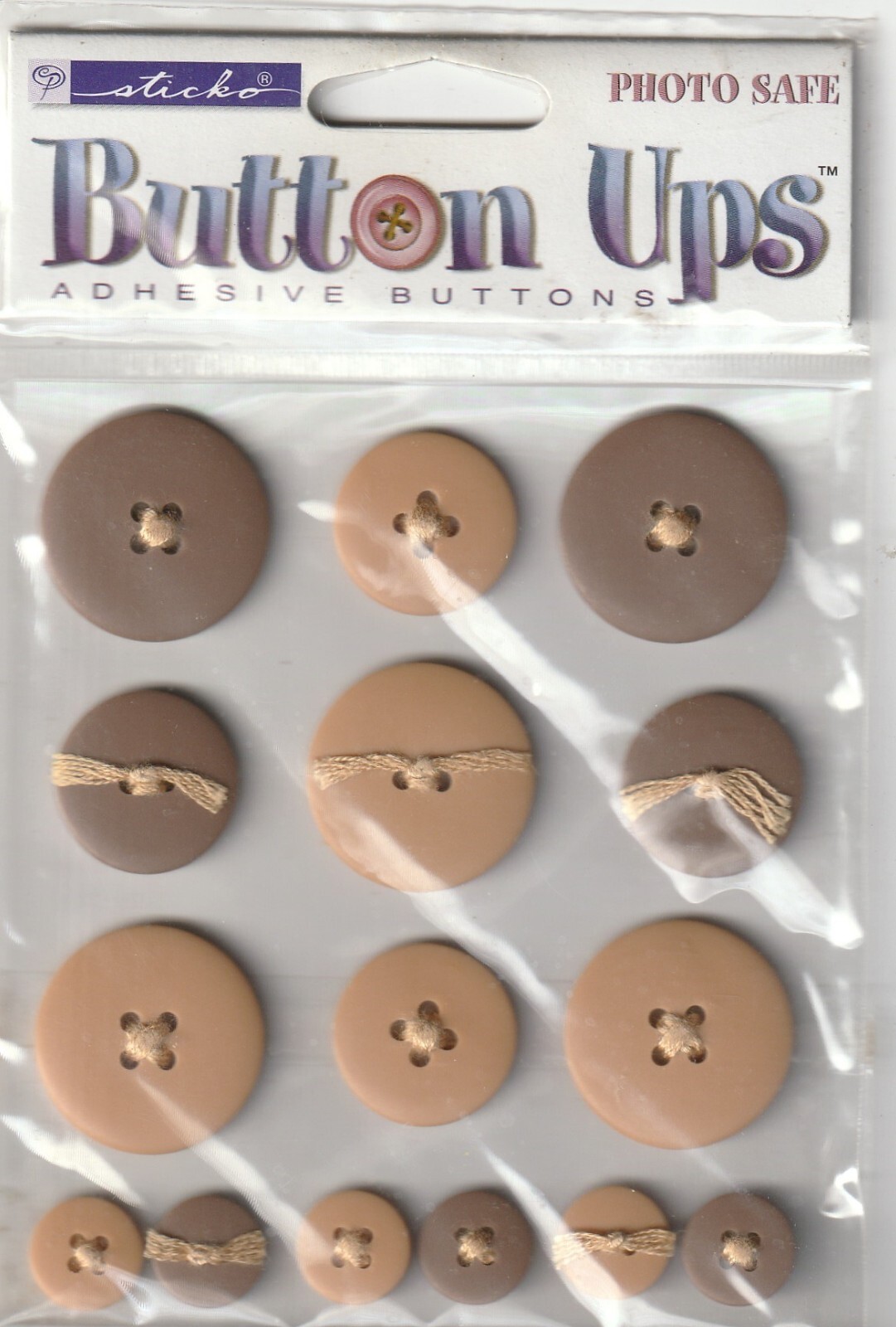 Vintage Sticko 3-D Button Up's BROWN adhesive buttons 56854 FAST FREE ...