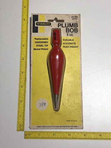 VTG Red Stanley Plumb Bob 8oz Rust Proof Nickel Plated NOS Carpenters ...