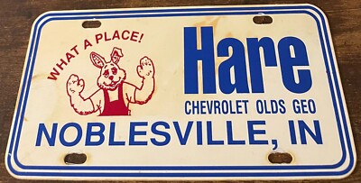 Hare Chevrolet Olds Dealership Booster License Plate Noblesville Rabbit ...