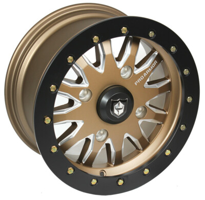 Pro Armor Halo Milled Beadlock UTV Wheel Rim Bronze 15x7 38mm Offset 4/ ...