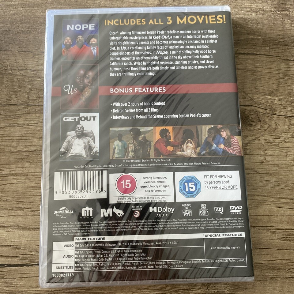 Jordan Peele Collection: Nope / Us / Get Out NEW SEALED DVD | eBay UK