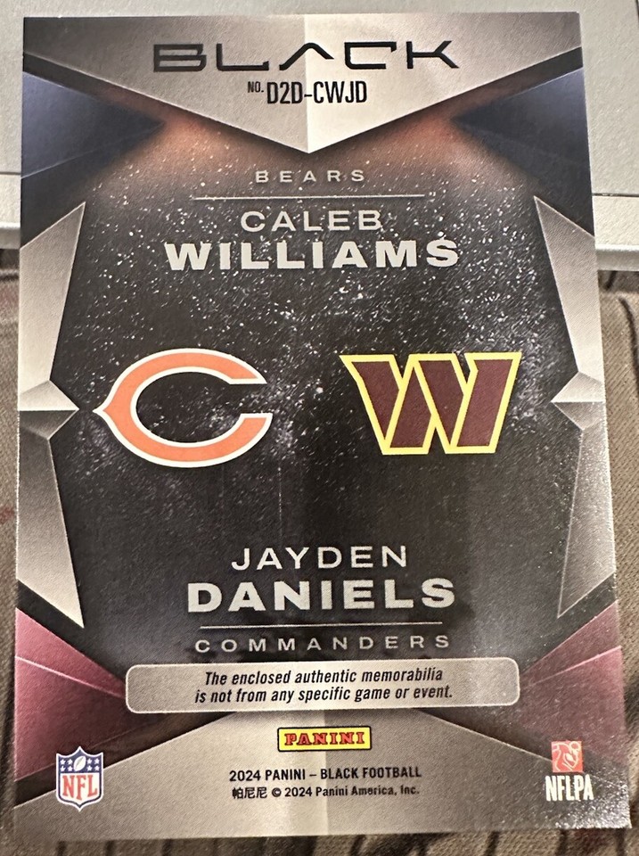 2024 PANINI BLACK DUSK 2 DAWN ROOKIE PATCH JAYDEN DANIELS CALEB ...