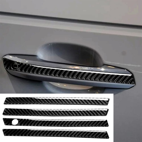 4pcs Carbon Fiber Exterior Door Handle Decor Sticker Trim For Audi A4 ...