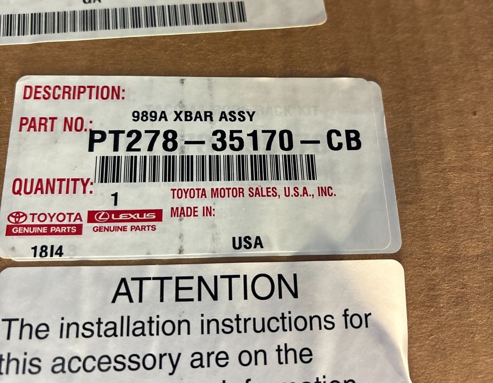 Brand New OEM Toyota Cross Bars '17-'23 Tacoma Double Cab - PT278-35170 ...