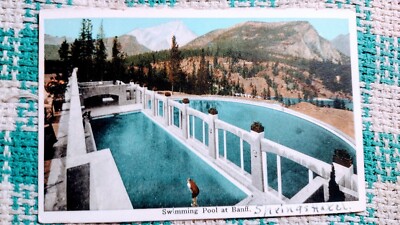 VINTAGE POST CARD SWIMMING POOL @ BANFF /SPRINGS HOTEL CANADA | eBay