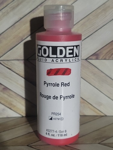 Golden Fluid Acrylics: Pyrrole Red 🎨 ~ Artist Paint 4 oz/ 118 mL Bottle ...