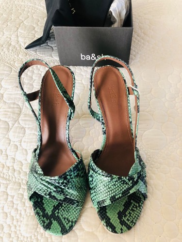 ba&sh green snakeskin heeled sandal NWB size 40 | eBay