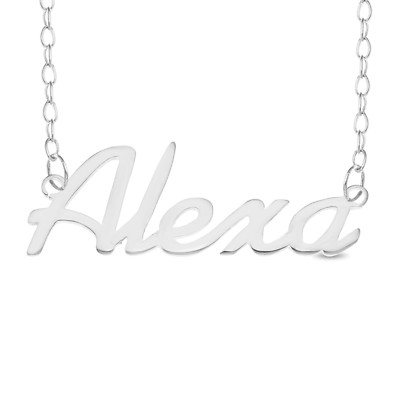Alexa Name Plate Necklace Pendant 925 Sterling Silver Personalized ...