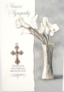 3D Sincere Sympathy Card & Metal Cross Religious Christian Catholic ...