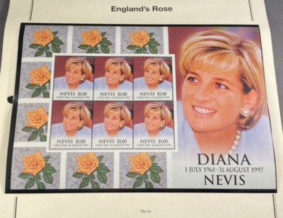 England's Rose Nevis Collectable Postage Stamps Mint Unhinged Princess ...