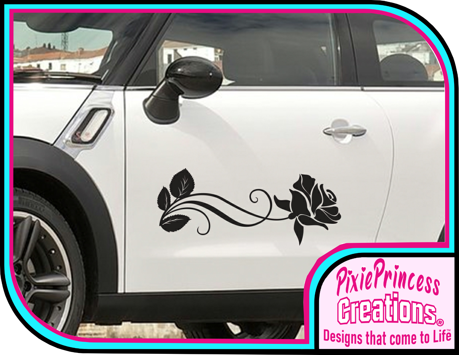 Flower A Rose Vinyl Sticker Car Van Poster Wall Pretty Bedroom Home ...