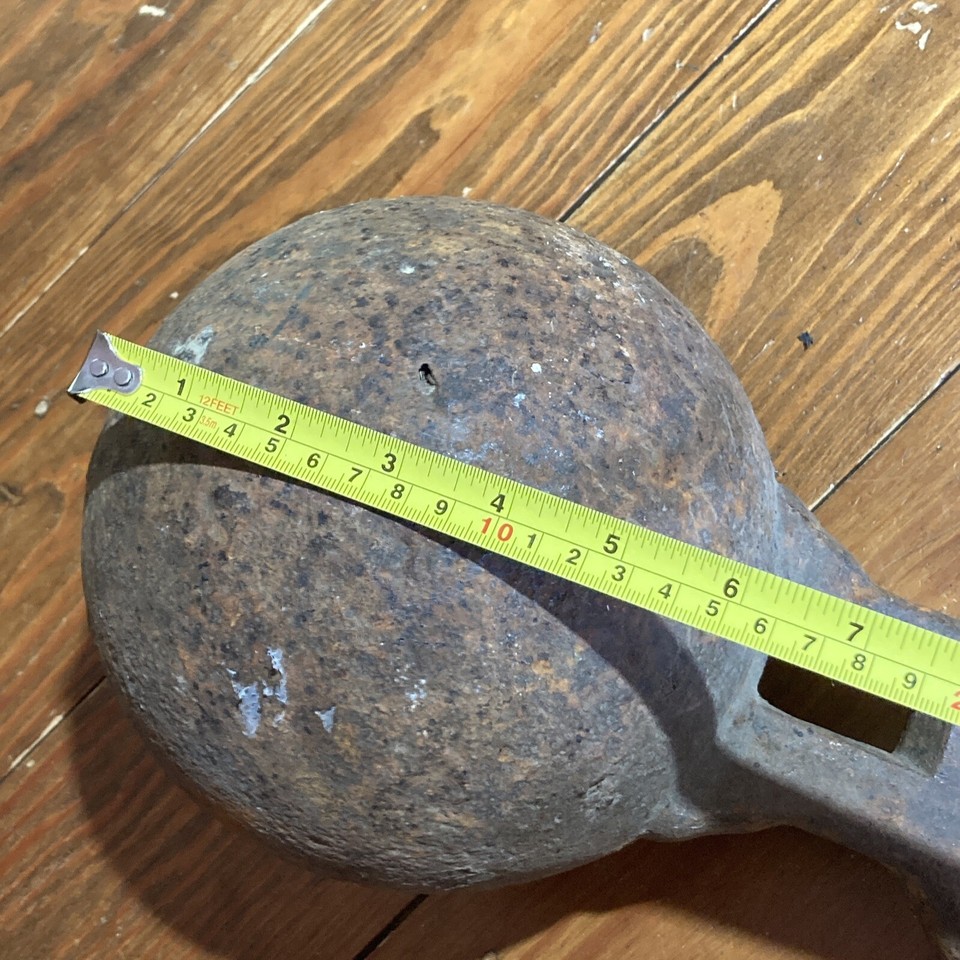 c1800s Cast Iron 50lb Chain Gang Prison Ball w Chain Slot & Handle Leg ...