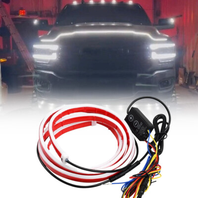 For Ram 1500 2500 3500 Dynamic LED Hood Light Strip DRL White& Amber ...
