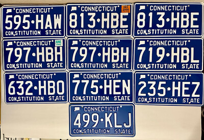 Lot 10 CONNECTICUT Navy Blue License Plates - CT | eBay