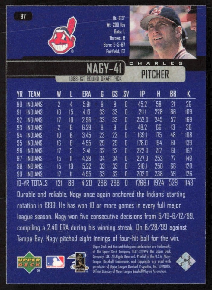 2000 Upper Deck #97 Charles Nagy Cleveland Indians | eBay