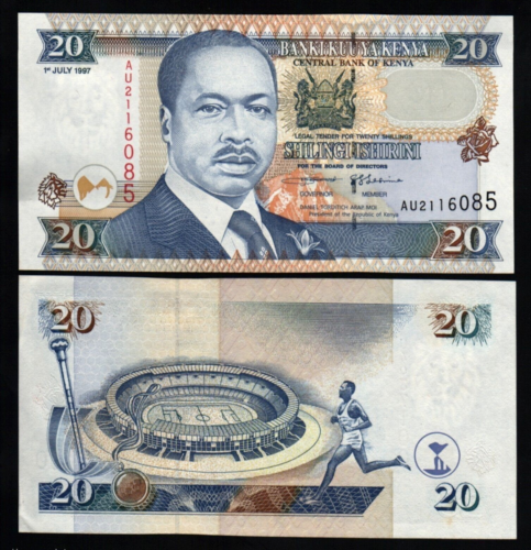 Kenya 20 SHILLINGS P-35 1997 OLYMPIC Torch Stadium Moi Kenyan Currency ...