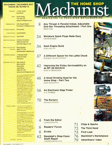 THE HOME SHOP MACHINIST NOV. / DEC. 2017 VOL. 36 NO. 6 Single Issue ...