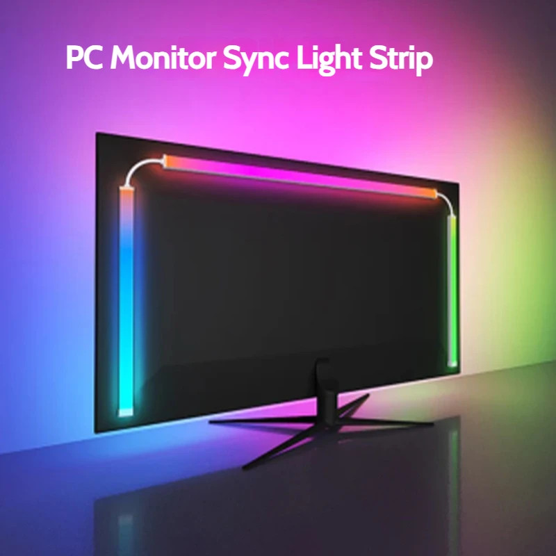 RGB Monitor Back Screen Sync Light Strip Backlight PC TV USB LED ...