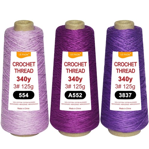 3 Cones total375g size3 Crochet Thread,100% Pure Cotton Thread Yarn for ...