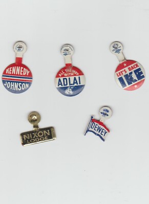FIVE POLITICAL TABS IKE,DEWEY,STEVENSON,KENNEDY AND NIXON | eBay