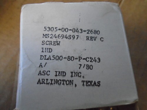 PACKAGE OF 100 EA MACHINE SCREW P/N: MS24694-S97 | eBay