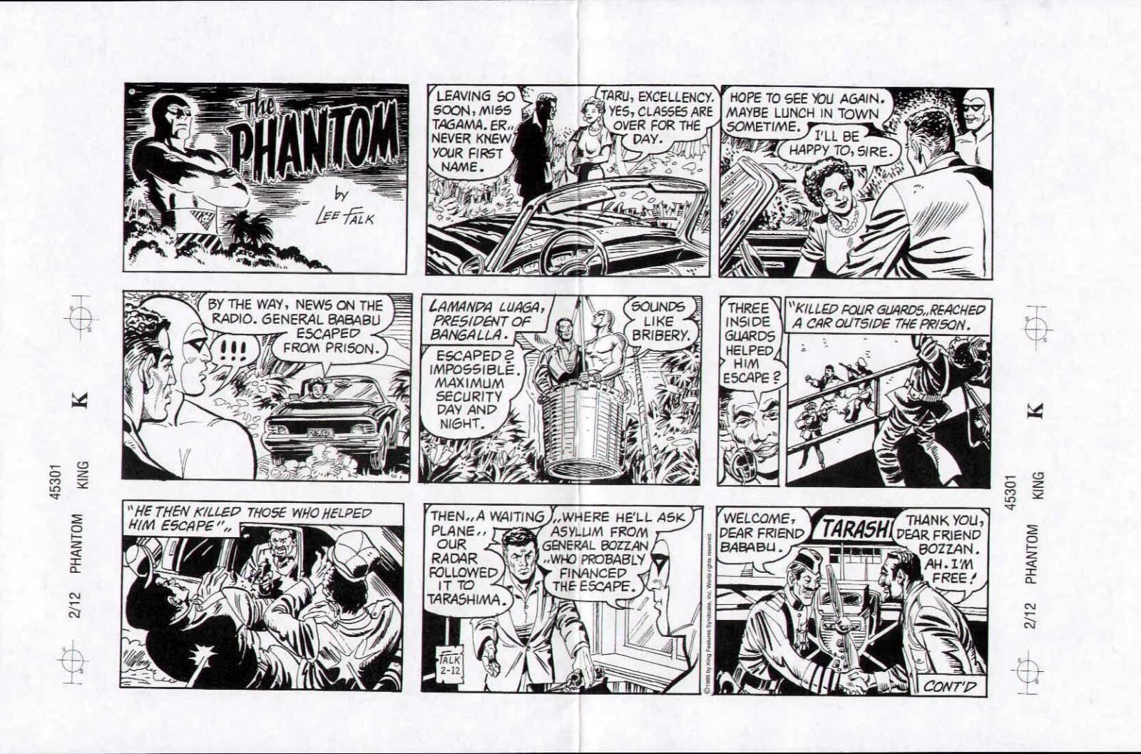 PHANTOM ORIGINAL PRODUCTION ART PAGE SUNDAY NEWSPAPER COMIC STRIP LEE FALK KING | eBay