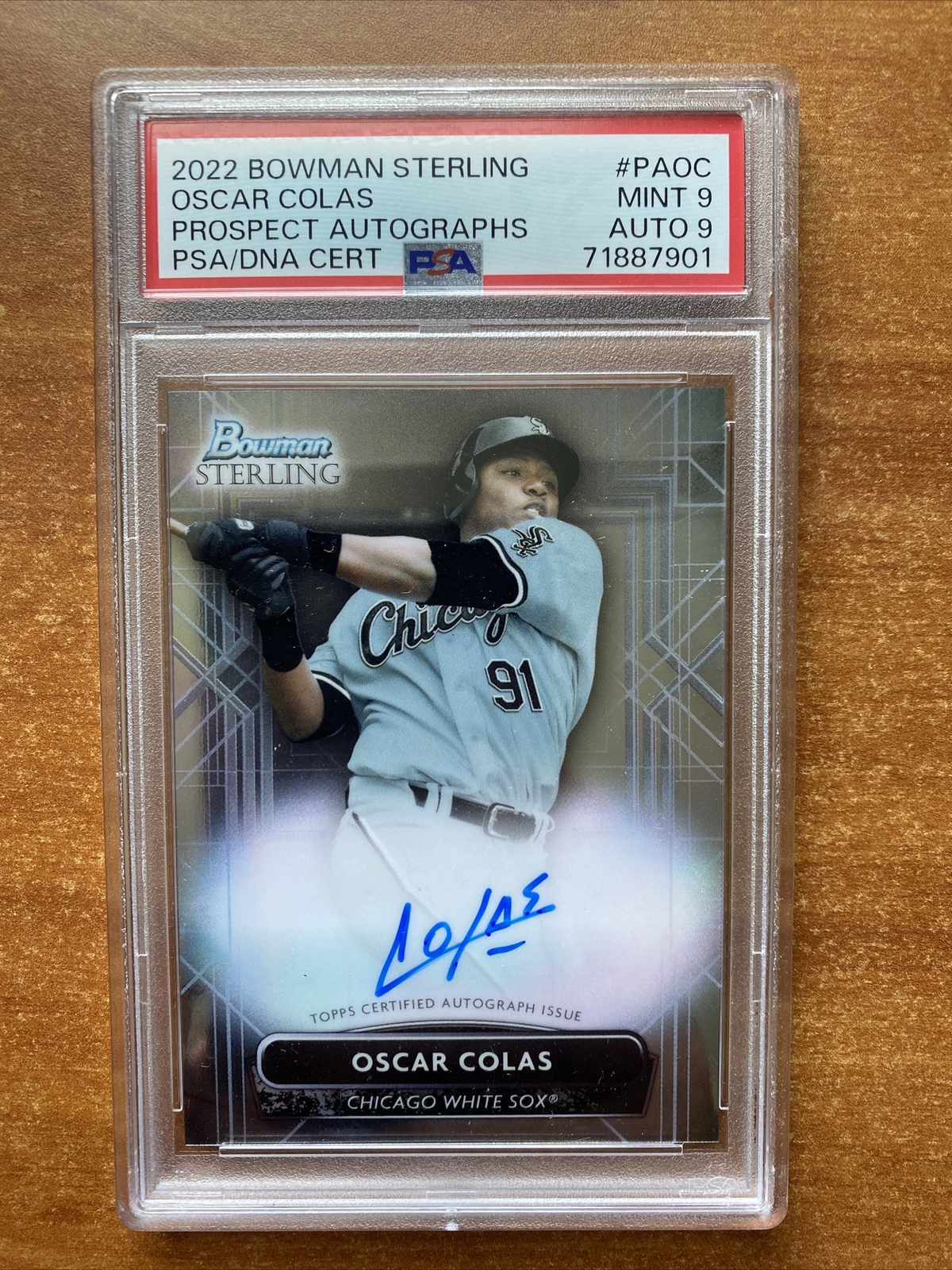 2022 Bowman Sterling OSCAR COLAS Auto Chicago White Sox PSA MINT 9 ...