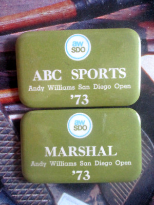 vtg PGA TOUR Golf Badge Lot - 1973 ANDY WILLIAMS SAN DIEGO OPEN ...