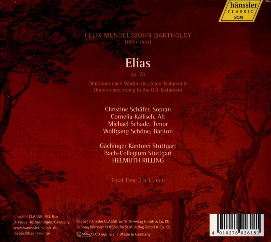 HELMUTH RILLING MENDELSSOHN BARTHOLDY: ELIAS NEW CD 4010276026181 | eBay
