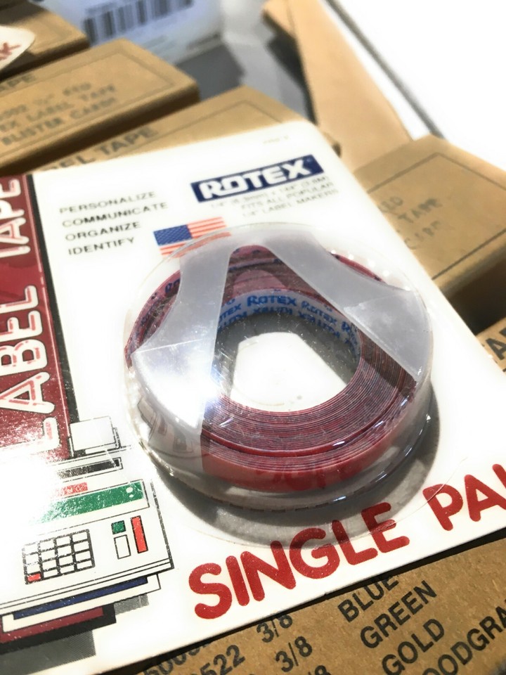 Rotex 1/4” Manual Embossed Label Maker Tape Red 144" New Old Stock | eBay