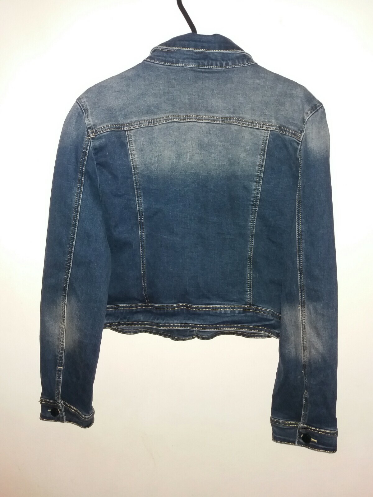 Womens zipper front denim jacket with studded spikes … - Gem