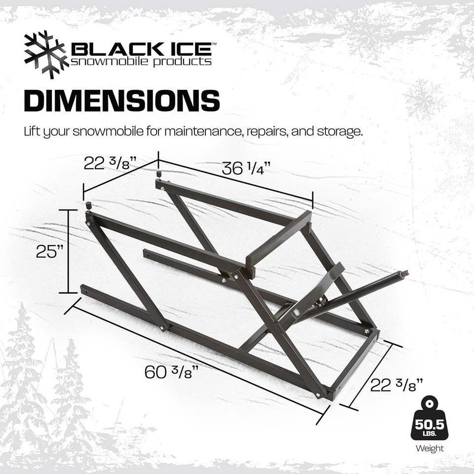 BIack Ice Snowmobile Lift Jack with Manual Hand Crank, Rubber-Coated ...