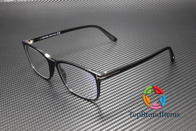 TOM FORD FT5735-B 001 Rectangular Shiny Black Demo Lens 56 mm Men's ...