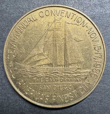 1985 CSNA California CA State Numismatic Association Ship Boat Medal ...