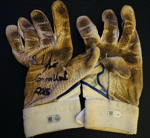 Brandon Nimmo Signed Game Used Batting Gloves 2015 MLB Holo Spring ...