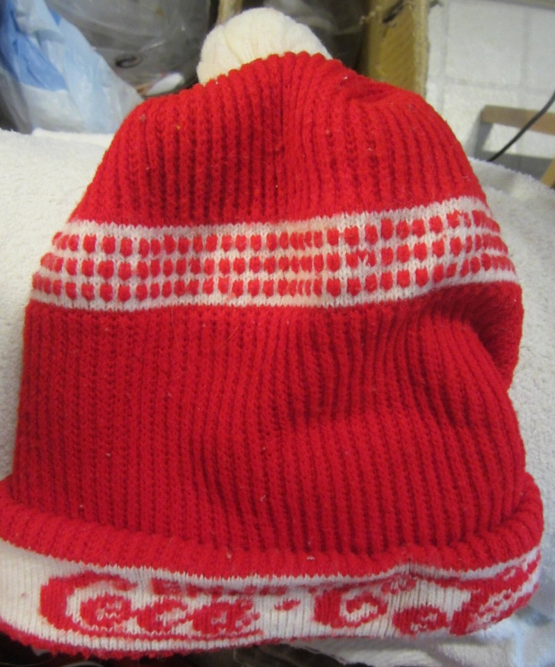 1 ad Coke Coca Cola pom hat knit,cap,soda,enjoy,red white VTG | eBay