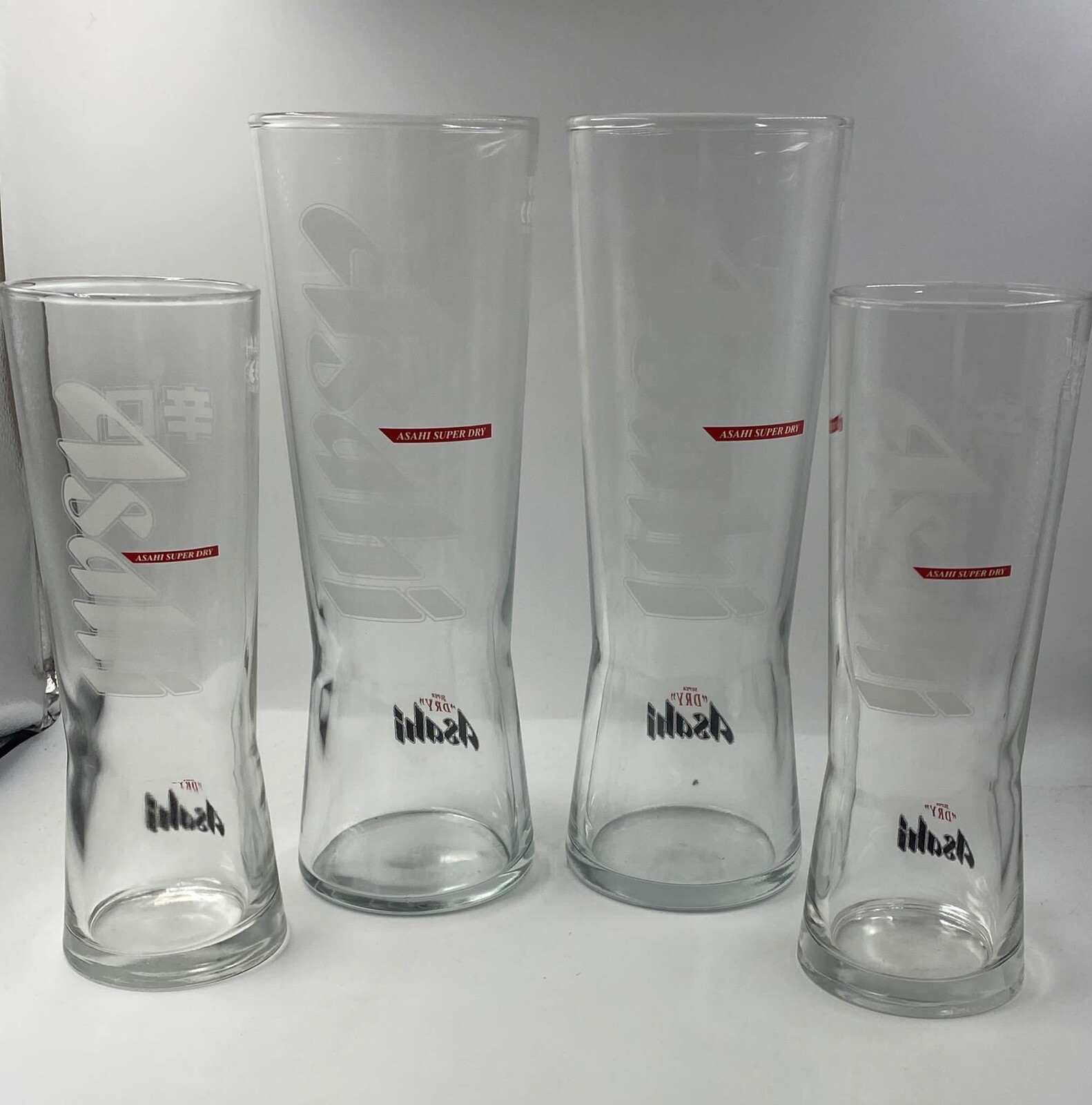 2 X Asahi Pint And 2 X Asahi Half Pint Beer Glases NEW CE | eBay UK