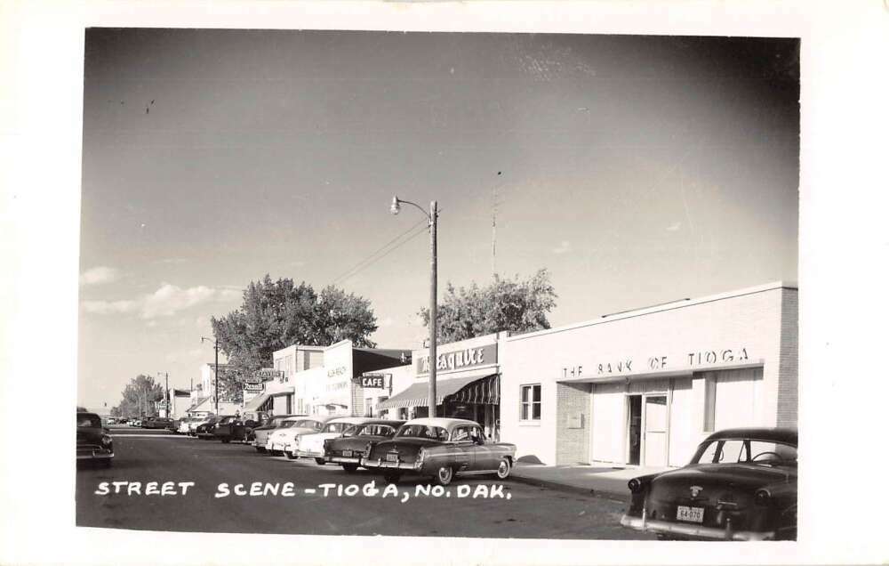 Tioga North Dakota Bank Street Scene Real Photo Postcard AA27191 | eBay