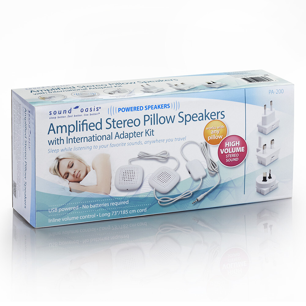 Sound Oasis PA-200 Amplified Stereo Pillow Speakers with Inline Volume ...