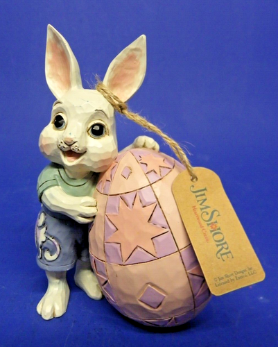 Jim Shore Easter Bunny Boy Rabbit Figurine with Easter Egg 6" Tall New ...