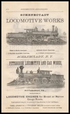 1887 Pittsburgh Locomotive Car Works Broad & Narrow Gauge Road Engines ...