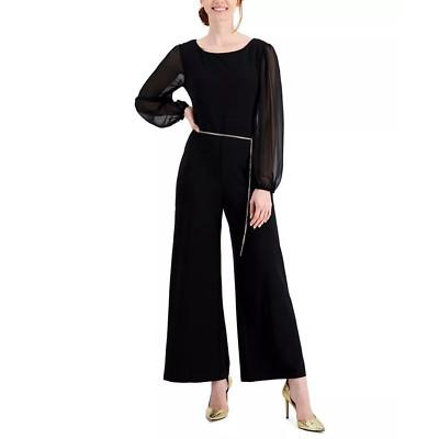 CONNECTED APPAREL Womens Scuba Sheer Boatneck Jumpsuit | 20W | eBay